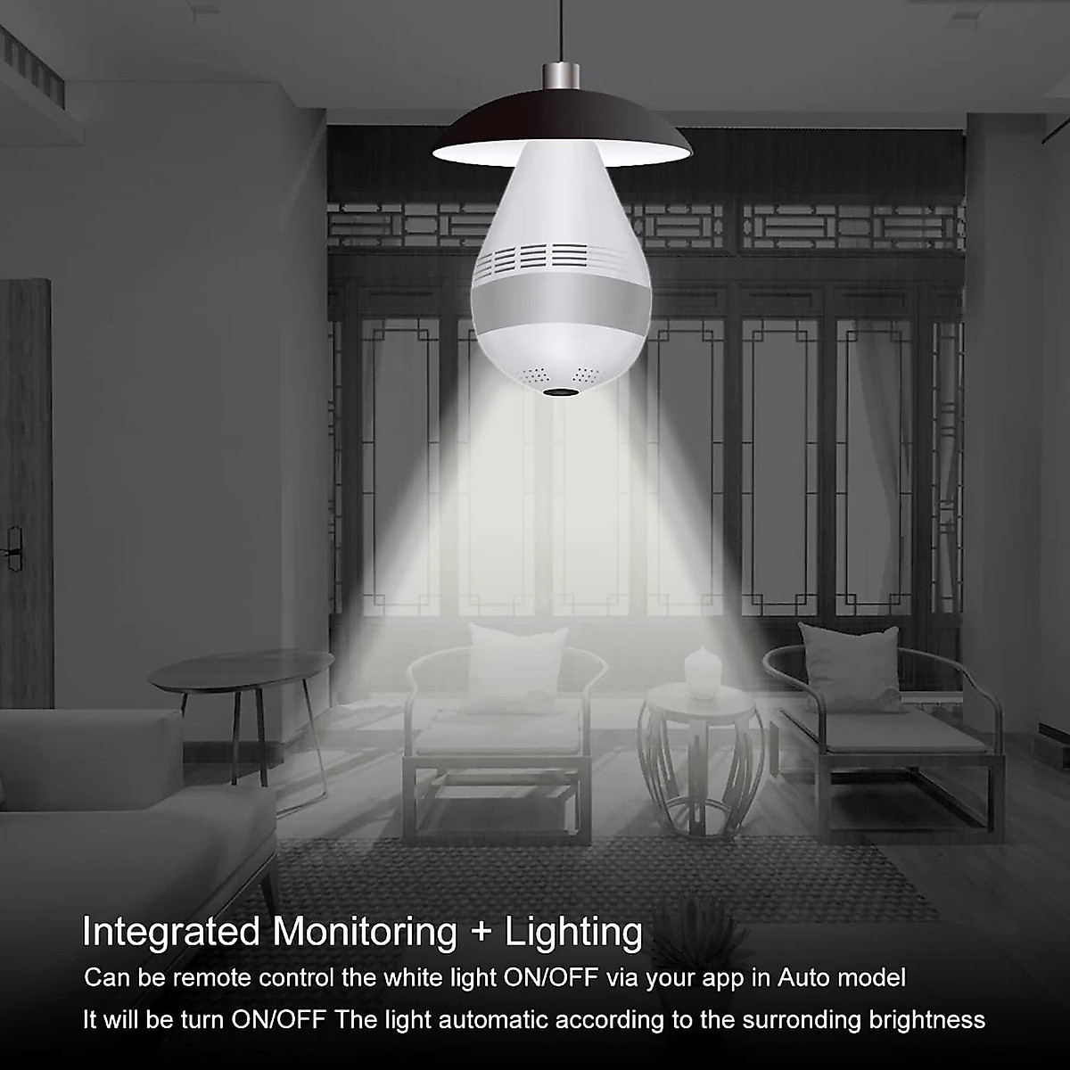 WiFi Bulb Camera 360 Degree Panoramic, COSULAN Security Camera Light, 960P HD Surveillance Light Camera with Motion Detection/Foodlight Night Vision/Cloud & SD Card Storage/Alert events/V380 APP&PC/C9