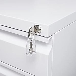 Modern Office File Cabinet 3 Drawer File Cabinet Metal Filing Cabinet on Anti-tilt Wheels Mobile Lateral Printer Stand Office File Cabinets for Home Office Organization and Storage (White)