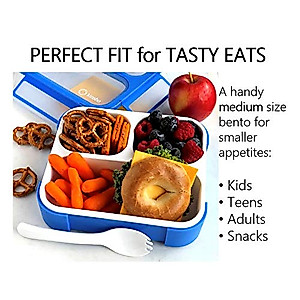 kinsho Bento Boxes for Kids, Lunch Box Set for Boys Girls Toddlers, Leakproof 3 Compartment Containers for Meal or Snack, For Pre-School Travel Work, BPA Free. Blue Orange 2 Pack Medium - Small