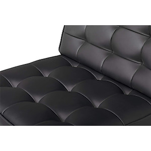 Studio Designs Home Ashlar Slipper, Accent Chair in Black Bonded Leather and Chrome Metal