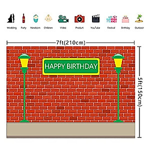 Cartoon Red Brick Wall Backdrop Kids Birthday Party Backdrop Cartoon Party Photo Photography Background 7x5ft