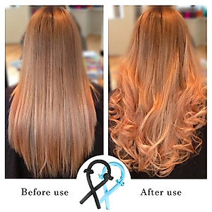 2 Pack Heatless Hair Curler - Cekaso Heatless Curls Headband For Long Hair Curls No Heat Curling Ribbon Hair Roller Kit Bow Tools You Can Sleep In Soft (black & blue)