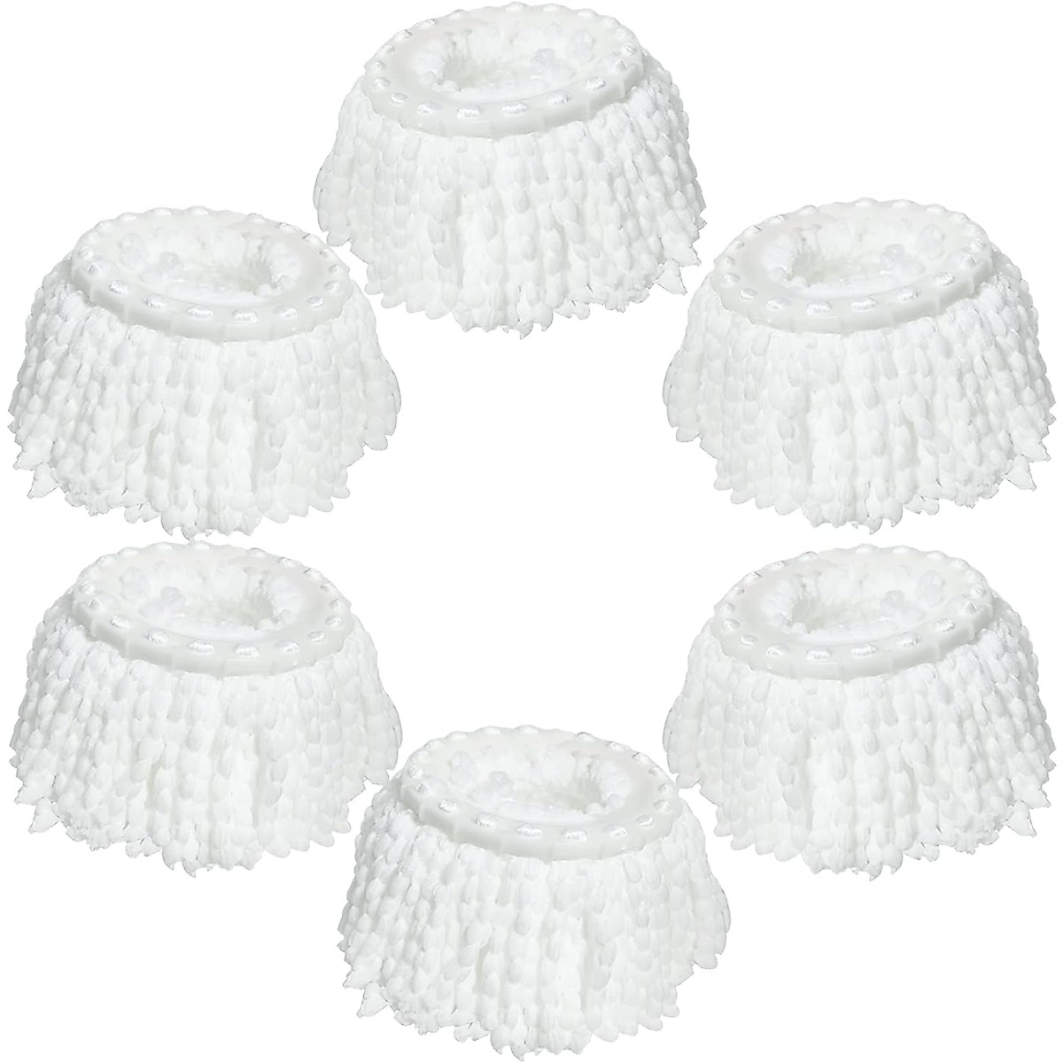 6 Pack Mop Heads Replacements, Compatible with FunClean Spin Mop & RinseWise Mop Bucket, Microfiber Spin Mop Head Refill Cleaning Supplie for Home Industrial and Commercial Use