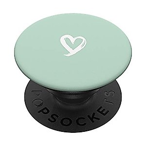 White Minimalist Heart Green PopSockets Swappable PopGrip