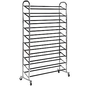 Super buy 50 Pair Free Standing 10 Tier Shoe Tower Rack Chrome Metal Shoe Rack New