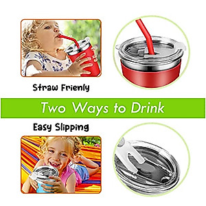 Yummy Sam 5 Pack Kids Cups with Straws and Lids 12 oz Stainless Steel Spillproof Unbreakable Water Drinking Bottle with Non-Slip Heat Insulation Sleeves for Children Adult School Outdoor Home Use