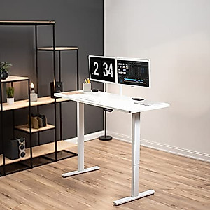 VIVO Electric Height Adjustable 60 x 24 inch Memory Stand Up Desk, White Solid One-Piece Table Top, White Frame, Standing Workstation with Preset Controller, 1B Series, DESK-KIT-1W6W