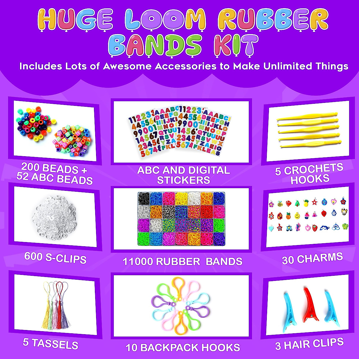 Momo's Den Rubber Band Bracelet Kit Rainbow Color Bands Bracelet Making kit Rubber Band 12100+ Loom Bracelet Kit, Big Giftable Case with Premium Quality Accessories, 28 Colors Refill Kit Boy & Girl