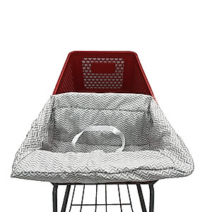 Portable Shopping Cart Cover, High Chair and Grocery Cart Covers for Babies, Kids, Infants & Toddlers, Attached Carry Bag (Gray Chevron)
