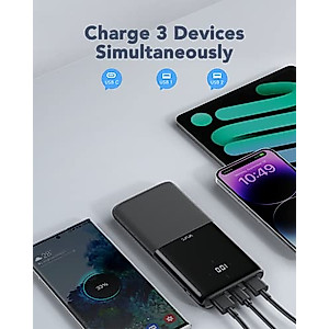 VRURC Portable Charger 2-Pack, 3A USB C Fast Charging Power Bank LED Display, Slim Battery Pack for iPhone 15 14 12 11 X 8 7 Samsung S21 S20 Google LG OnePlus, Black