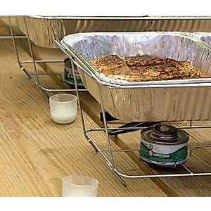 Folding Chafing Food Warmer Wire Rack Chafer Stand Chrome Super Sturdy Foldable Buffet, for use with Disposable Party Accessories