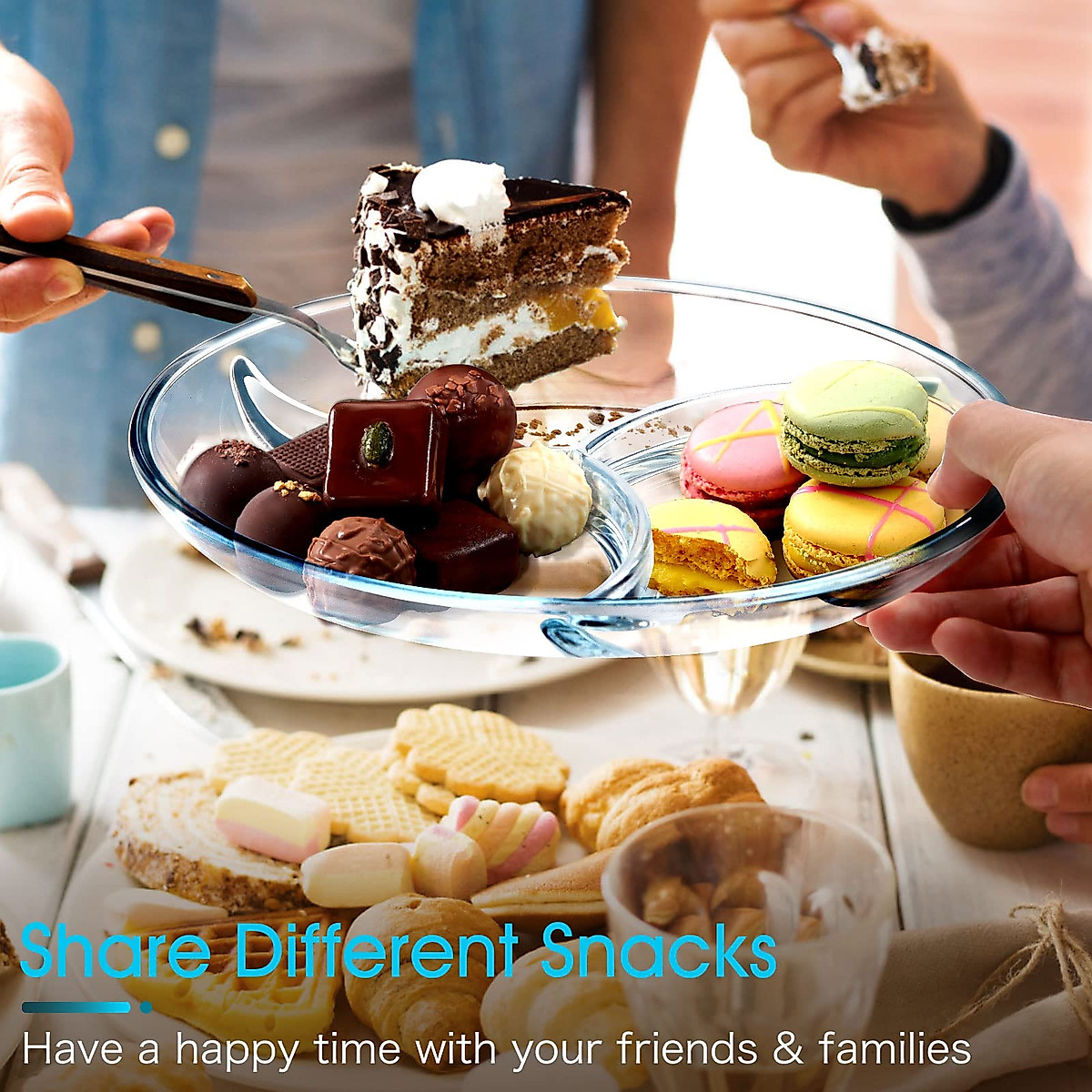 NUTRIUPS Portion Control Plate Glass Divided Plate Weight Loss Plate 3 Compartment Plate Bariatric Plate Portion Master Plate Glass Divided Dishes for Breakfast 10 Inch Round, 1 Piece