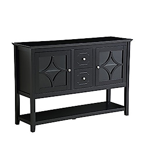 Mixcept 52" Stylish Sideboard Buffet Cabinet Wood Console Table Storage Cabinet with 2 Doors and 2 Drawers, Black