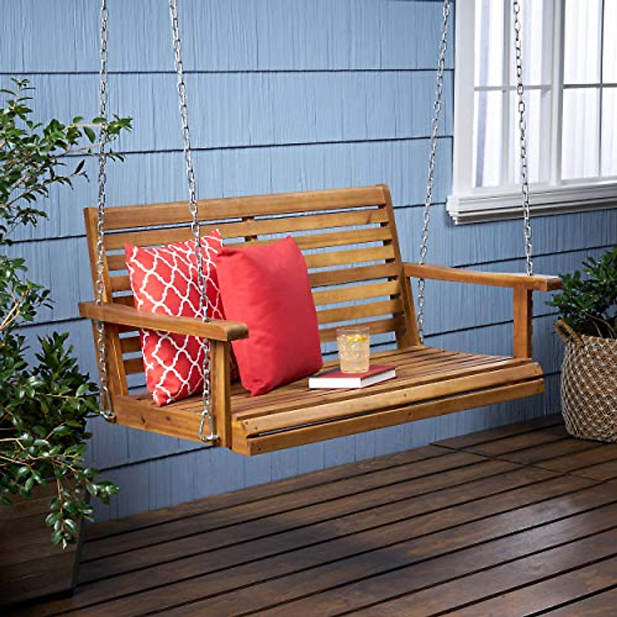 Viola Outdoor Aacia Wood Porch Swing, Teak