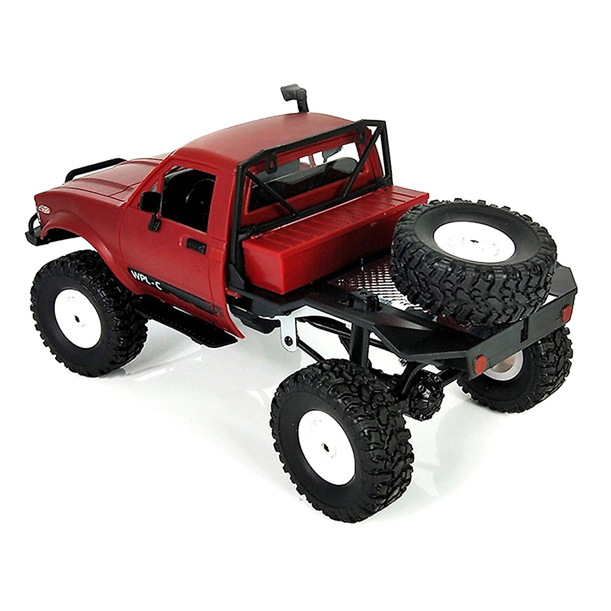 YIKESHU RC Truck Remote Control Rock Crawler Off-Road Racing Vehicles 1:16 2.4G 2CH 4WD Offroad RC Crawler Kids Toy Climb Semi Truck RTR Trailer LED Lights Red (WPL-C14)