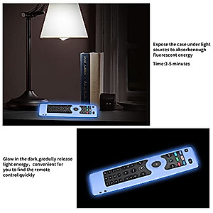 TOLUOHU [2PCS] Protective Case Cover for VIZIO XRT140 Smart TV Remote Control,Anti-Slip Shockproof Silicone Remote Case Holder for XRT140 LED HD TV Remote with Lanyard (Glow Blue+Glow Green)