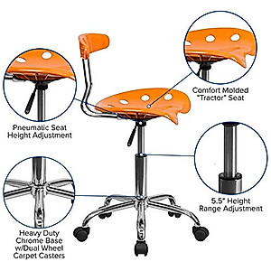 Flash Furniture Vibrant Orange and Chrome Swivel Task Office Chair with Tractor Seat