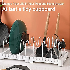 WANCHIY Cookie Sheet Organizer Rack for Cabinet- 3 PACK Pot and Pan Organizer for Cabinet, Adjustable Cutting Board Organizer, Baking/Lid/Dish/Plates/Pan Organizer Rack for Cabinet(White)