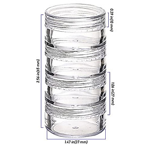 ZEONHEI 10 Sets 4 Layer Stackable Cosmetic Containers with Screw Lids, 10G/10ML Stackable Bead Storage Containers Round Plastic Containers, Clear Column Stackable Container for Beads, Buttons, Jewelry
