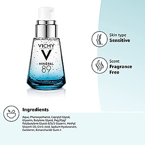 Vichy Mineral 89 Hyaluronic Acid Face Serum, Facial Gel Moisturizer and Pure Hyaluronic Acid Hydrating Serum for Sensitive or Dry Skin, 1.01 Fl Oz (Pack of 1)