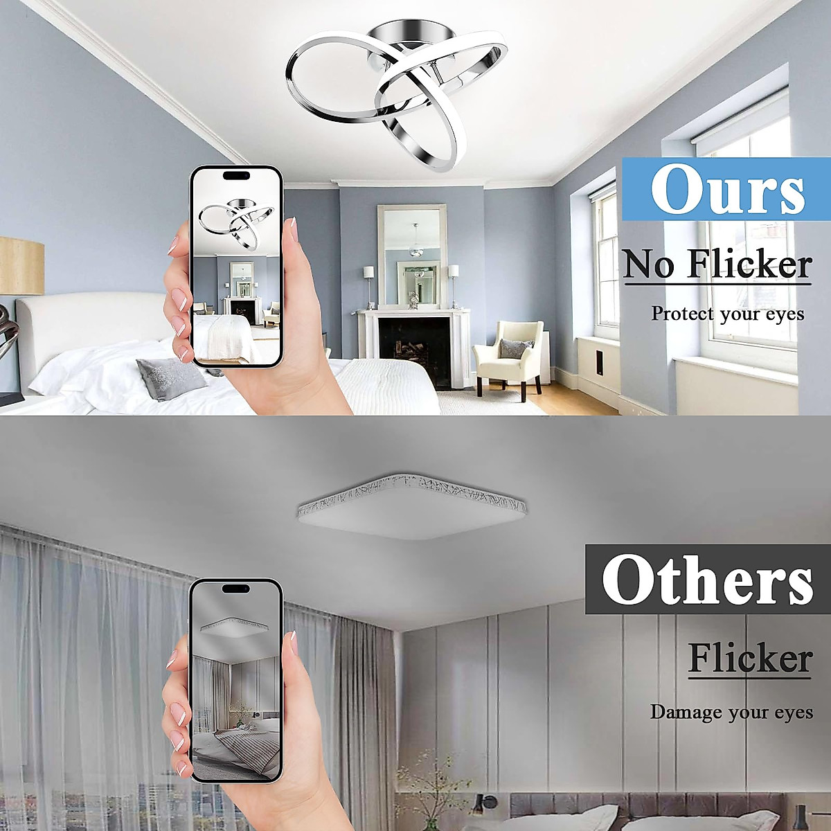 Acrylic LED Ceiling Light Fixture 2400LM Super Bright, Modern Hallway Light Fixture Ceiling Mount, Daylight White Close to Ceiling Light, Dimmable Ceiling Lamp for Bathroom Kitchen Bedroom Living Room