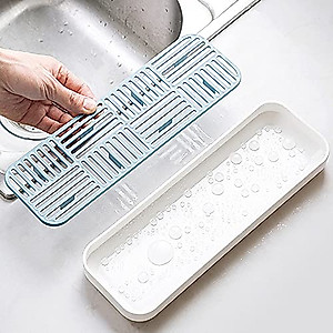 Lletfun Kitchen Caddy Sponge Sink Organizer Drain Tray for Countertop | Sponge or Soap Holder(11.9x3.94 inch)
