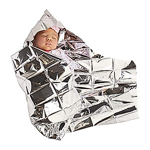 Primacare CS-6835 Sterile Foil Baby Bunting Blanket for Newborns and Infant, Disposable Emergency Heat Saving, 30" x 17"