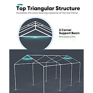 Quictent 13'X20' Heavy Duty Carport Car Canopy Galvanized Car Port Garage Outdoor Carport Canopy Boat Shelter with Reinforced Ground Bars-White