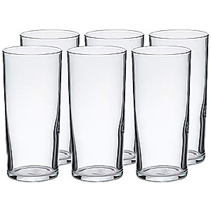 Amazon Basics Ridgecrest Coolers Glass Drinkware Set, 15.5-Ounce, Set of 6, Clear