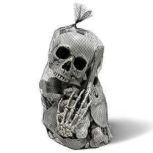 Halloween Skeleton Bones Realistic Looking Skulls Human Skeleton For Halloween Scary Graveyard Haunted House Lawn Yard Decorations(28 pieces）