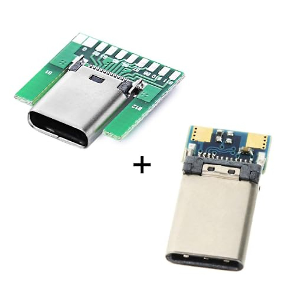 chenyang USB C DIY Connector USB 3.1 Type C 24Pin Male Plug ＆ Female Socket Port Repair Replacement Solder Adapter with PCB Board