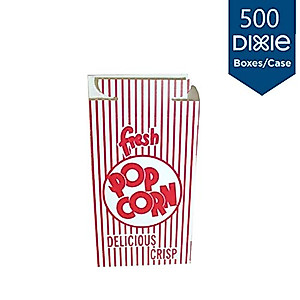 Dixie Close-Top Movie Theater Popcorn Box by GP PRO (Georgia-Pacific), 2E, Red Striped, 2" Width, 4.38" Length, 7" Height, (Case of 500)