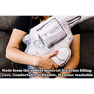 Caliber Gourmet Hug Soft Tactical Automatic Handgun Cushion Pillow, Cotton, Plush Stuffed, Throw Pillow, Decorative, Loved by Military Personnel, Veterans, Hunters, Gun Lovers