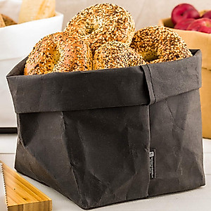 DuraLux 7.8 x 9.8 Inch Washable Grocery Bag, 1 Heavy-Duty Paper Bag Flower Pot - Reusable, Store Produce Or Plants, Black Paper Eco-Friendly Shopping Bag, For Organizing Pantries Or Kitchens