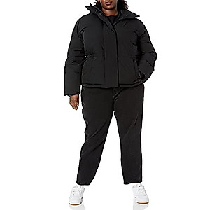 Amazon Essentials Women's Short Waisted Puffer Jacket (Available in Plus Size), Black, X-Small