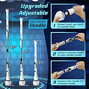 Shower Cleaning Brush, Electric Spin Scrubber, Cordless Shower Scrubber for Cleaning, Tub and Tile Power Scrubber, Adjustable Extension Handle & 4 Replaceable Brush Heads for Home,Kitchen,Floor,Car