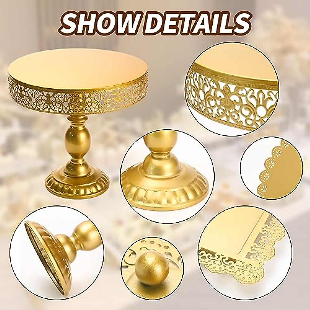 5 Pieces Gold Cake Stand Set Metal Cupcake Tray Tea Party Dessert Rack for Wedding Birthday Baby Shower Party Home Decoration Items