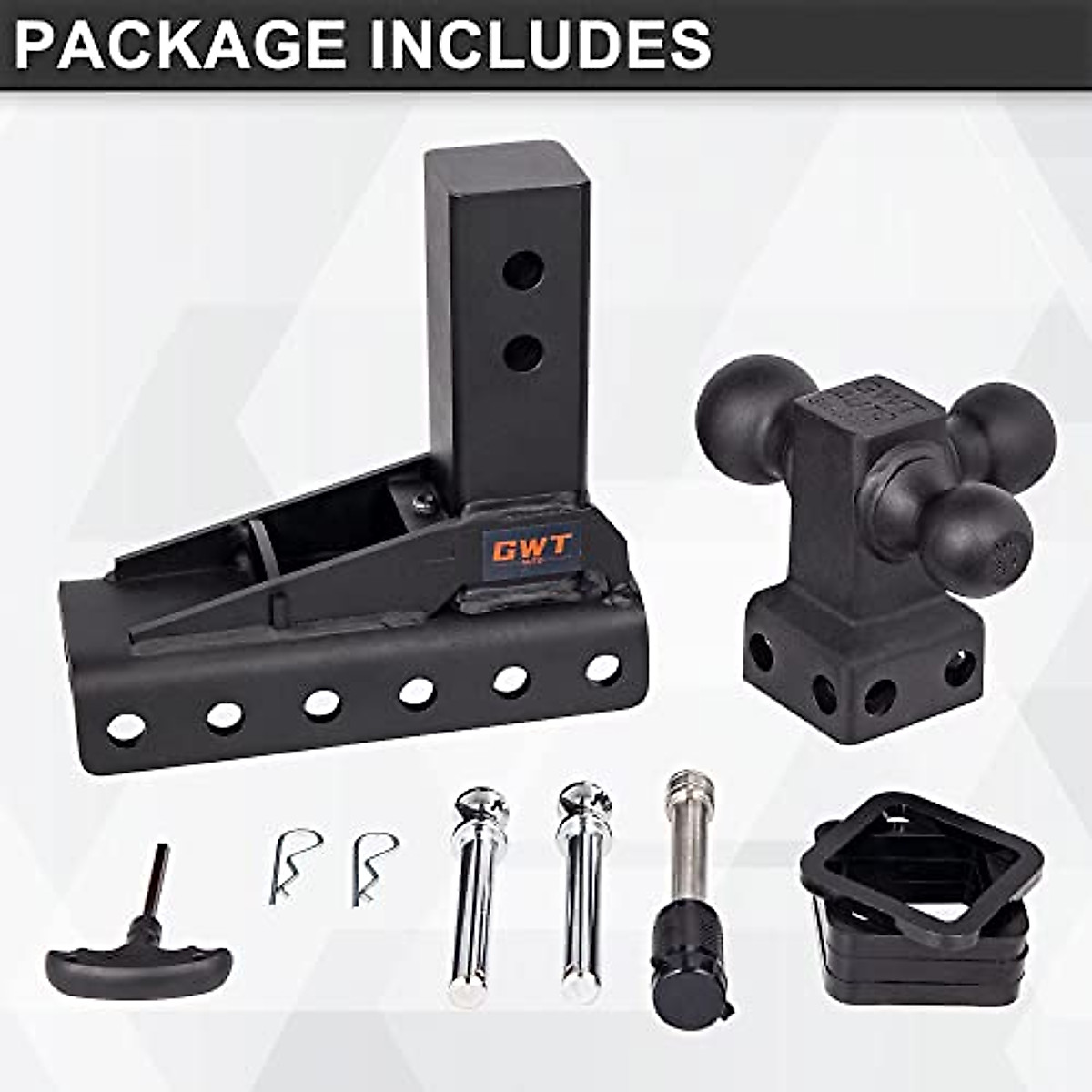 GWTAUTO Adjustable Trailer Hitch, Tri-Ball (1-7/8" x 2" x 2-5/16") Drop Hitch, Fits 2.5-Inch Receiver Only, 7 Inch Drop Hitch,18500 LBS GTW-Class 3 Tow Hitch for Heavy Duty Truck