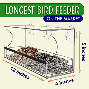 Window Bird Feeders with Strong Suction Cups, Clear Window Bird Feeder for Outside - Transparent Bird House, Balcony Glass Mount, Acrylic Cat, Kids & Elderly Viewing Clear Bird Feeder for Window Perch
