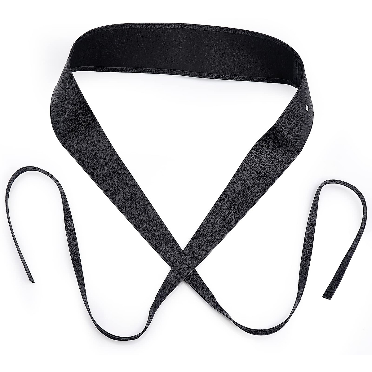 HIQUACC Lace-up Waist Belt Faux Leather Corset Belt Tie Wrap Bowknot Waistband for Women (Black M)