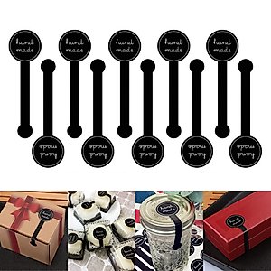 Beyonday 200pcs Handmade Lollipop Baking Stickers, Long Label Sealing Stickers for Cake Box/Tins/Jars/Coffee Cups/Bottles, Self-Adhesive Bakery Stickers, Gift Wrapping Tamper Evident Seal Labels