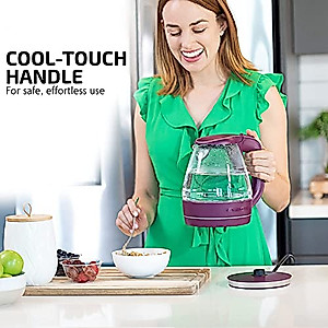 OVENTE Glass Electric Kettle Hot Water Boiler 1.5 Liter Borosilicate Glass Fast Boiling Countertop Heater - BPA Free Auto Shut Off Instant Water Heater Kettle for Coffee & Tea Maker - Purple KG83P
