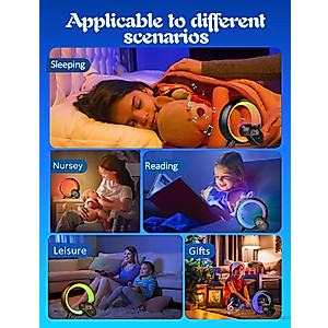Smart Night Light for Kids,Wake Up Light Sunrise Alarm Clock,Ambient Light & Sleep Assistant 15 Soothing Sounds Baby Night Light,App,Bluetooth Speaker,Bedside Lamp,Timer,Remote Control,Ideal for GIF