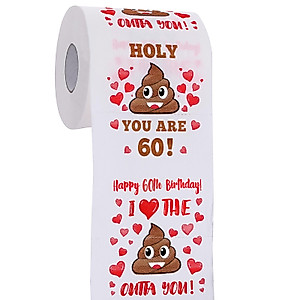 60th Birthday Gifts for Women, Men, Her, Him - Happy Prank Toilet Paper - 60th Birthday Decorations, Party Supplies Favors - 60 Years Old Funny Gag Gift Ideas, Novelty Bday Present for Friends, Family