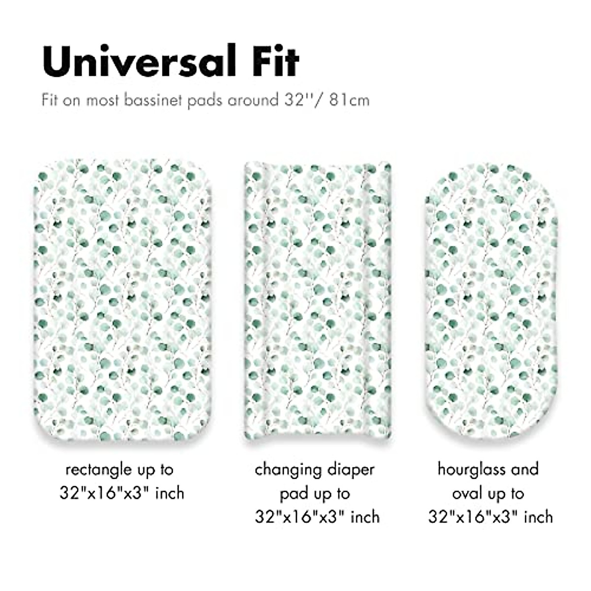 GLLQUEN BABY Bassinet Sheets 4 Pack, Breathable Cozy Fitted Mattress Sheet, Elastic Travel Crib Fashionable Floral Pattern, Standard Cradle Safe Sheets for Baby Boy Girls 32"X16"(Greenery)