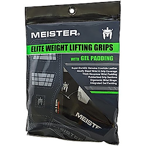 Meister Elite Leather Weight Lifting Grips w/Gel Padding (Pair) - Large/X-Large