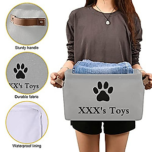 ODAWA Personalized Dog Toy Basket Customized Pet's Name Storage Box Custom Storage Basket Box Bin for Bedroom, Decorative Organizers Box