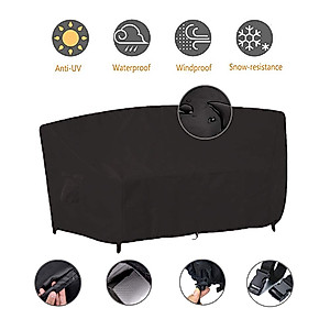 Yolaka Outdoor Furniture Covers Patio Sectional Curved Couch Protector Black Waterproof 90x36x39 Inches for Half-Moon Sofa Sets