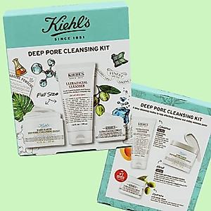 Kiehl's Deep Pore Cleansing Kit:: Ultra Facial Cleanser Wash, Deep Pore Cleansing Mask, Ultra Facial Cream - Face Skin Care Routine Set for Oily, Dull, Acne Prone Skin