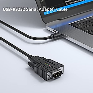 DriverGenius USB C to Serial RS232 DB9 Adapter Cable with 3 x LED Indicators - Prolific PL2303 - Compatible for Windows 11, macOS Sequoia 15.1.1 (USB232A-B-C, 3ft/1m)